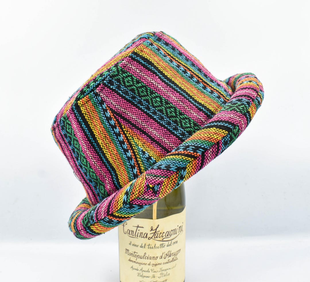 Roll Brim Hipster Hat, Tribal Hat, Colorful Festival Hat, Boho Bohemian ...