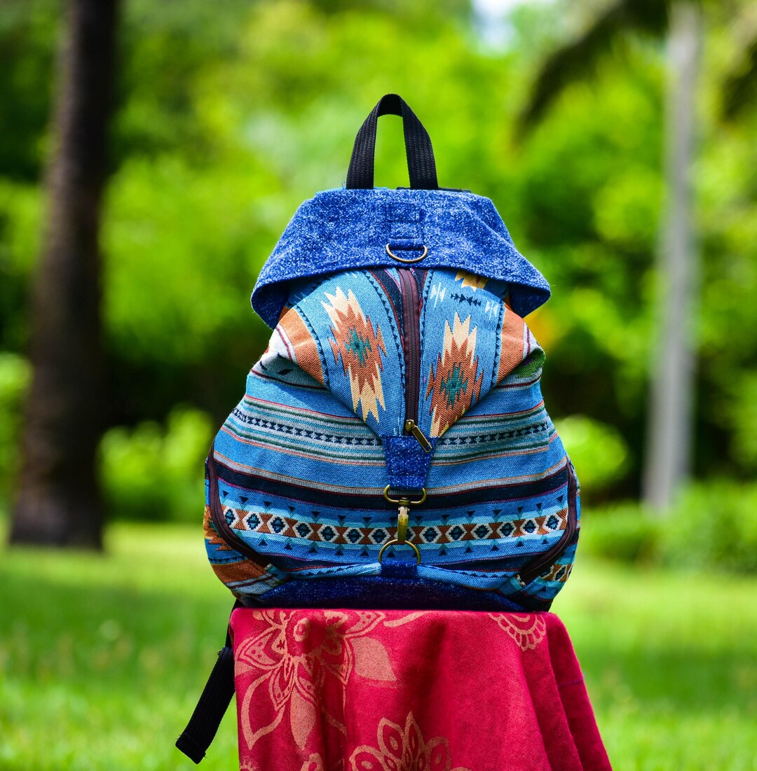 Tribal Backpack, Blue Backpack, School Backpack, Ethnic Backpack ...