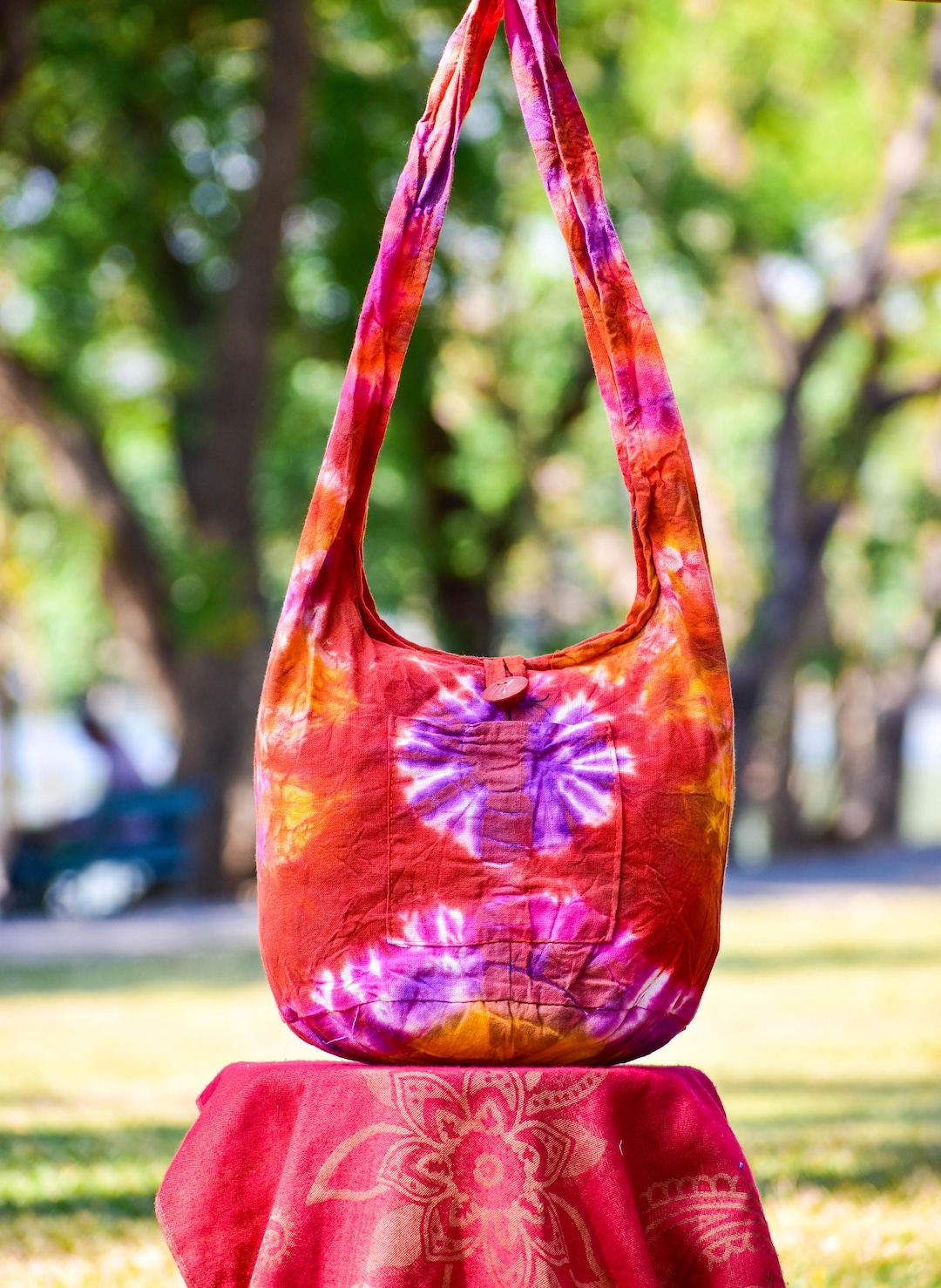 Tie-dyed Cotton Sling Bag: Boho Thai Handmade Shoulder Bag - Etsy