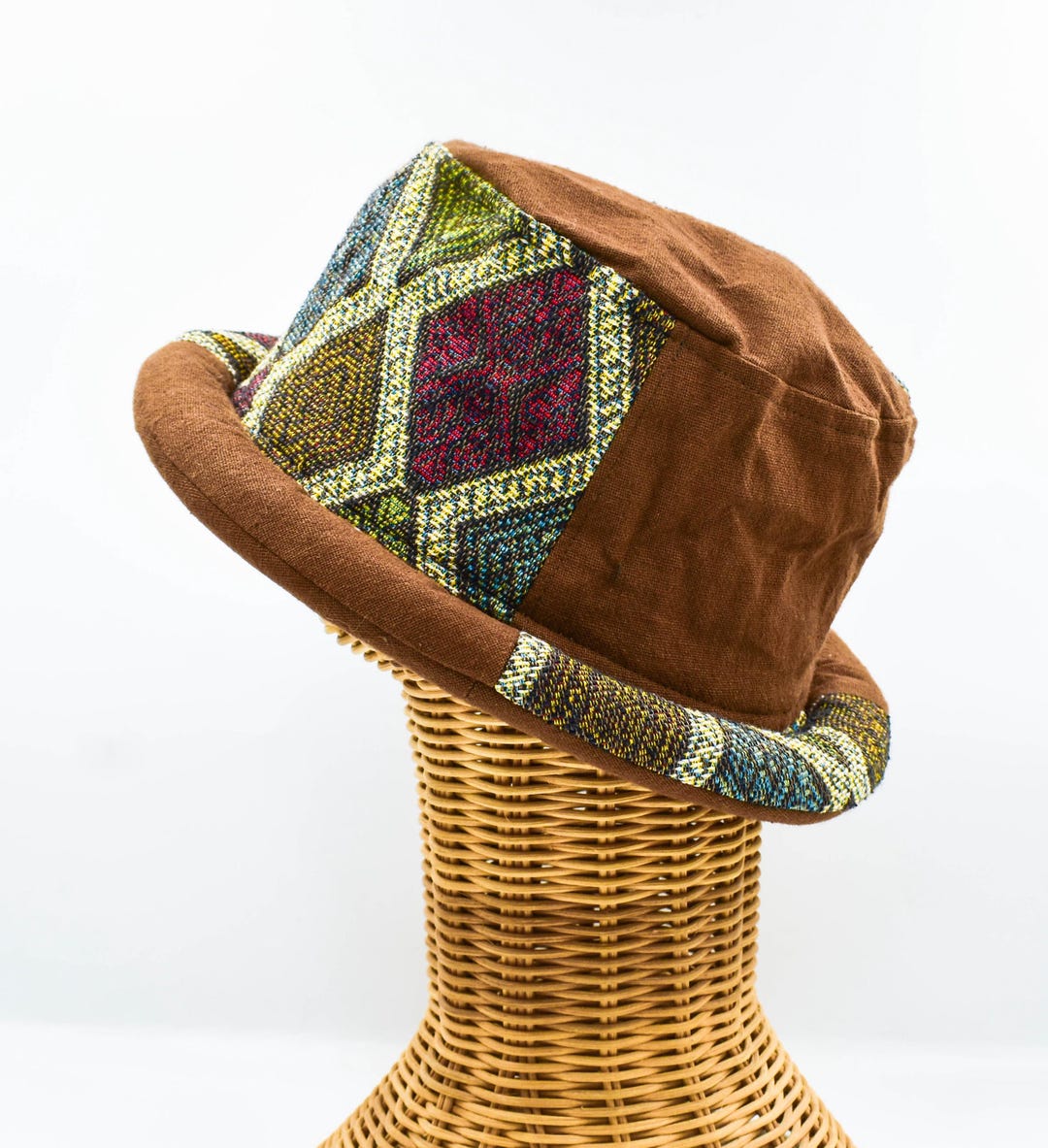 Roll Brim Hat, Bucket Hat, Thai Hill Tribe Hat, Boho Fabric Hat ...