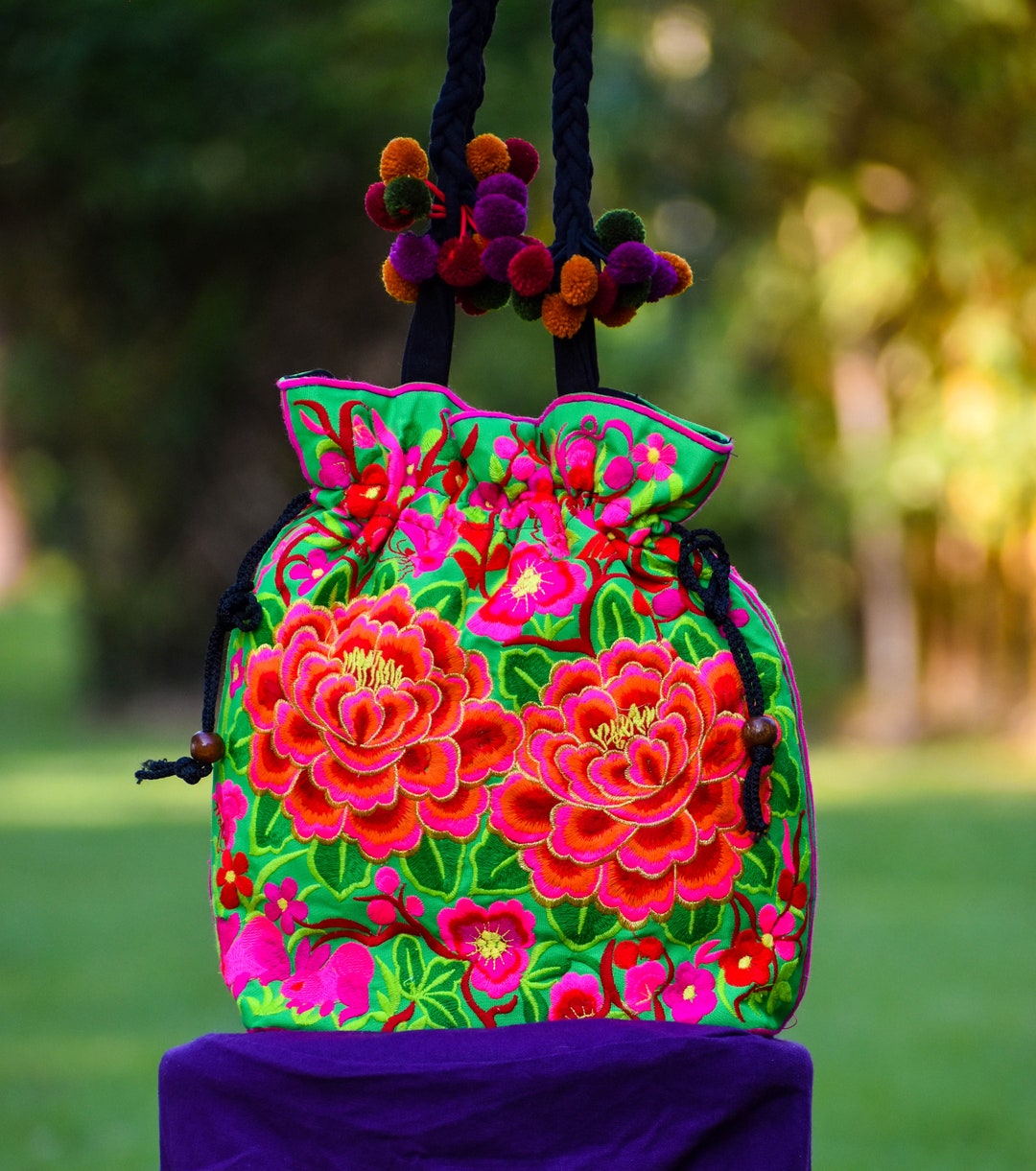 Large Hmong Bag, Shoulder Bag, Colorful Handbag, Embroidered Tote Bag ...