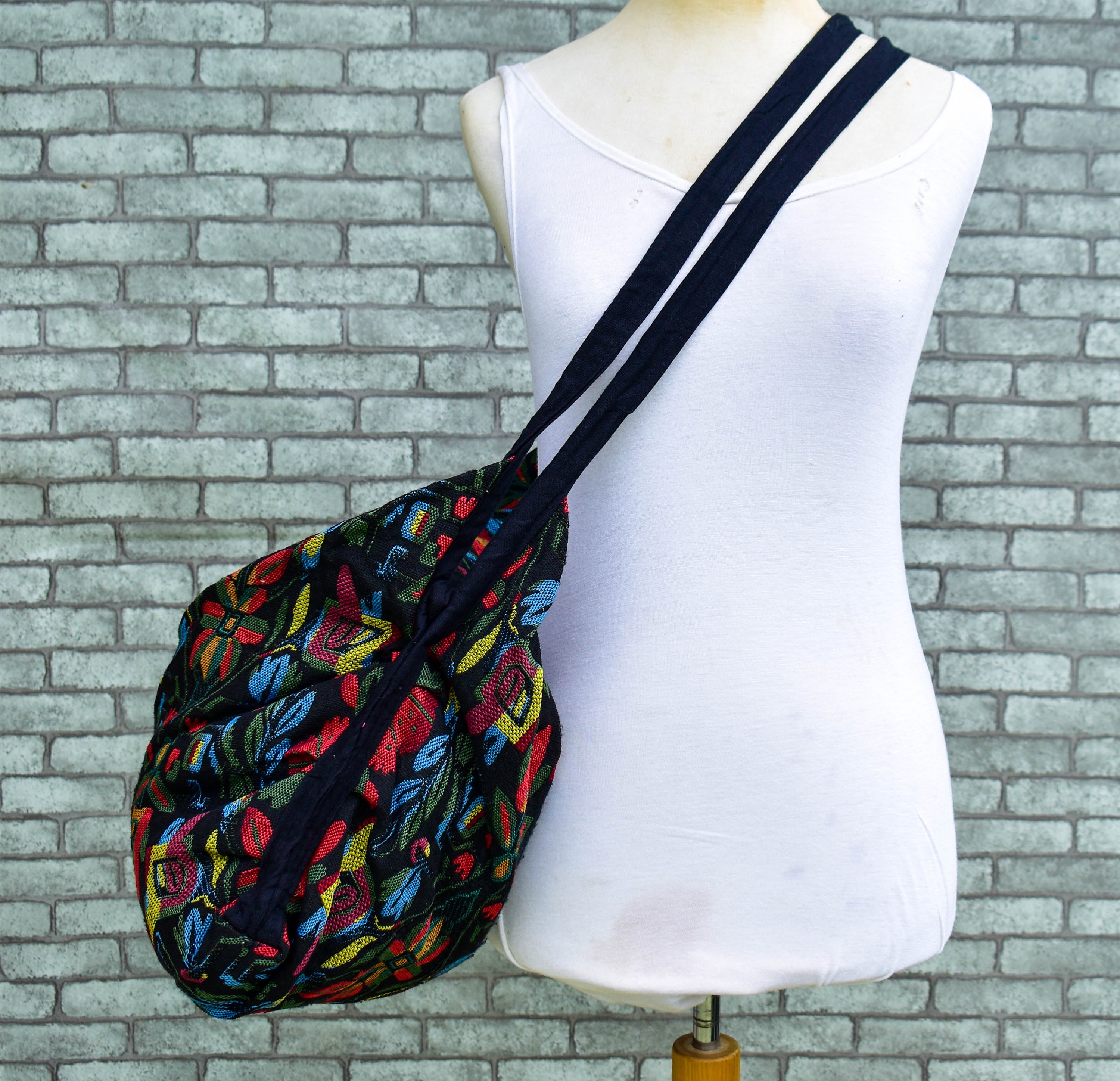 Black Aztec Duffel Bag, Overnight Bag, Yoga Handbag,travel Bag, Woven ...