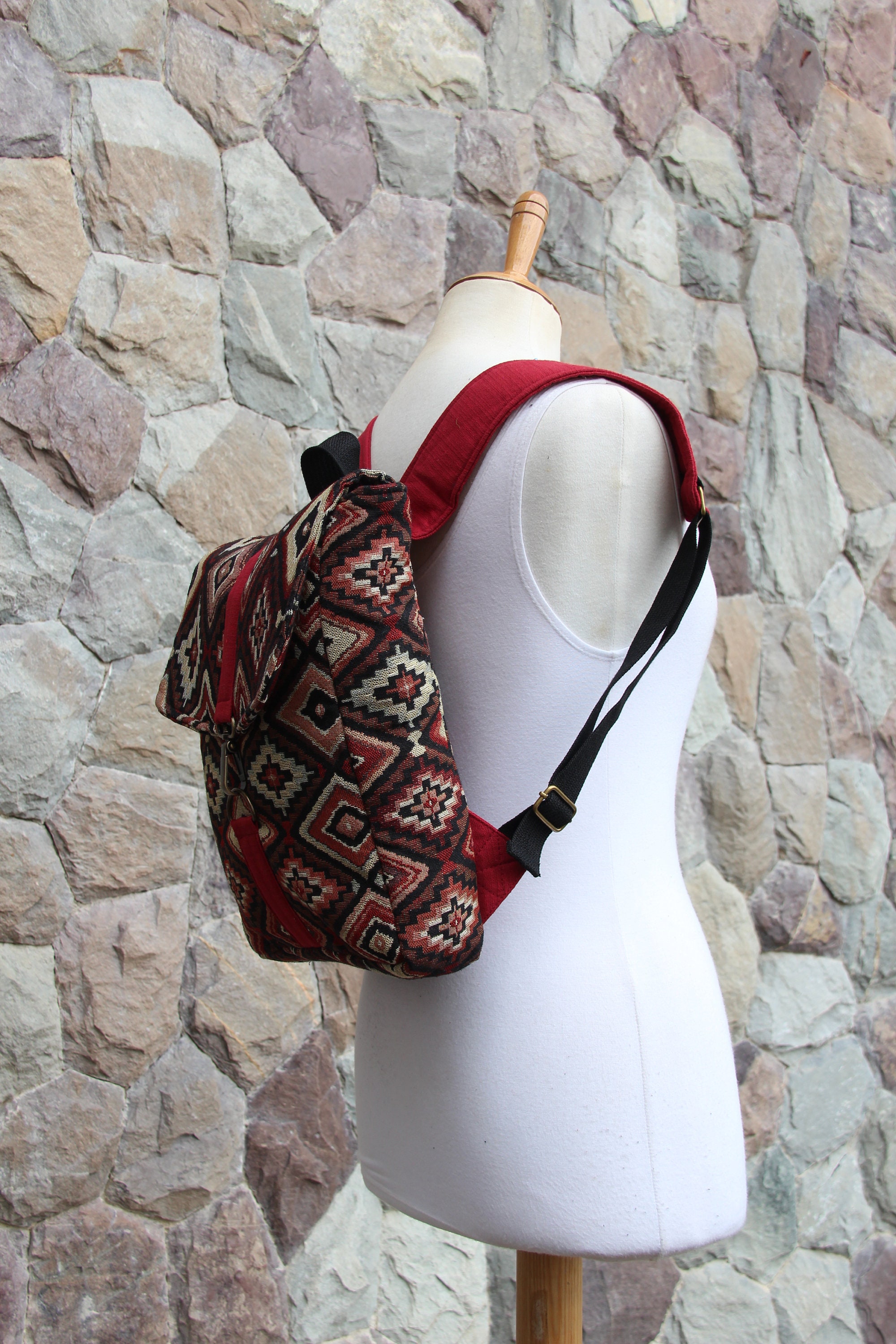 Backpack Tribal Geometric American Southwest Rucksack Vegan | Etsy