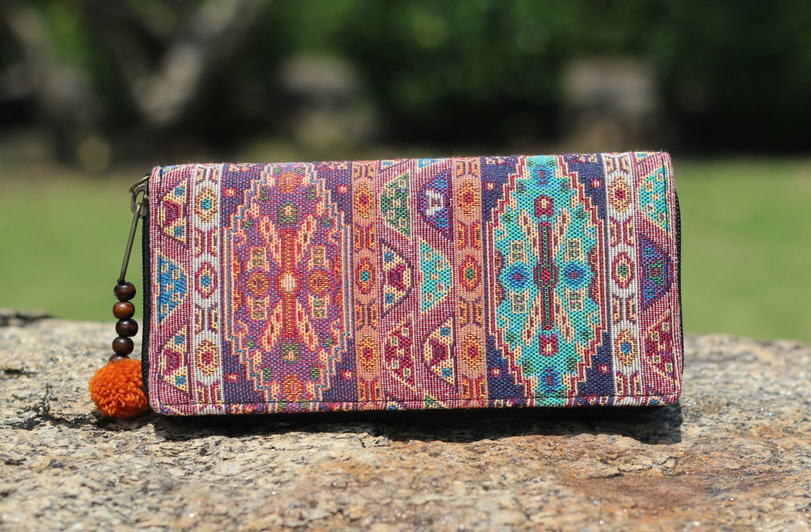 Boho Wristlet Wallet Moroccan Oriental Style Bohemian Fabric | Etsy