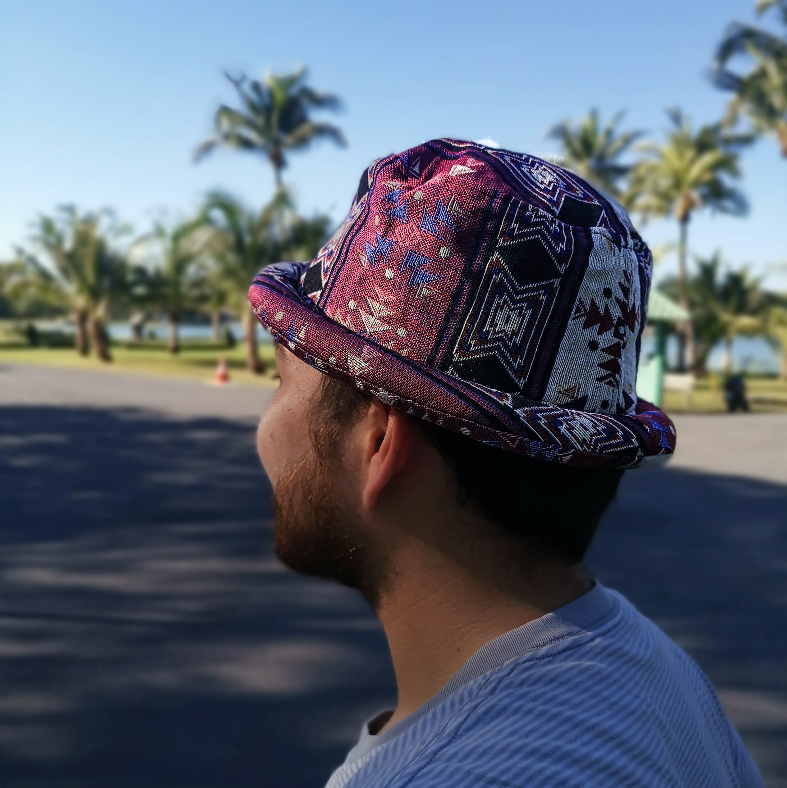 Roll Brim Bucket Hat Funky Hat Tribal Hat Purple Colorful - Etsy