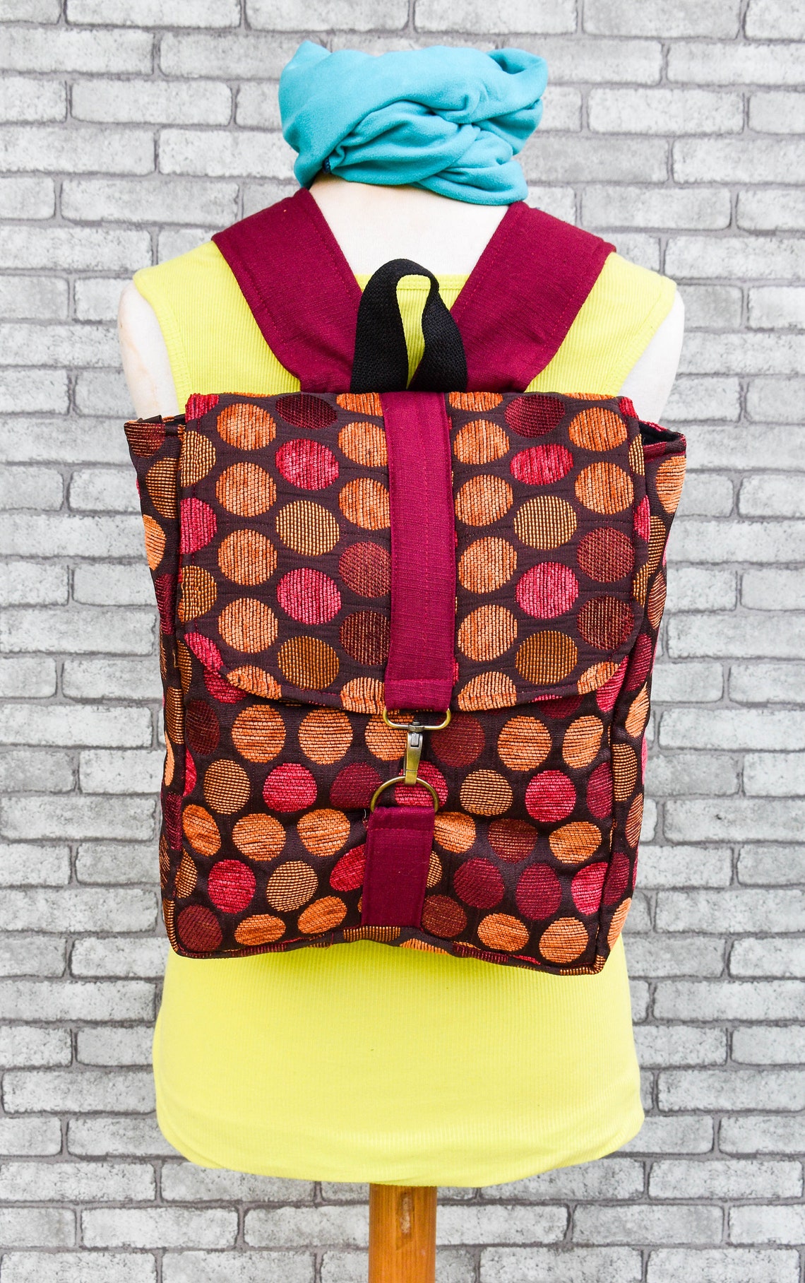 Colorful Fabric Backpack, Modern Pattern, Ethnic Rucksack, Hippie ...
