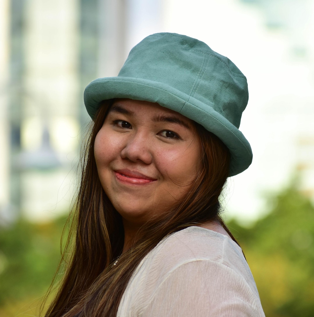 Roll Brim Hat, Hippie Bucket Hat, Blue Hat, Summer Hat, Busker Hat ...