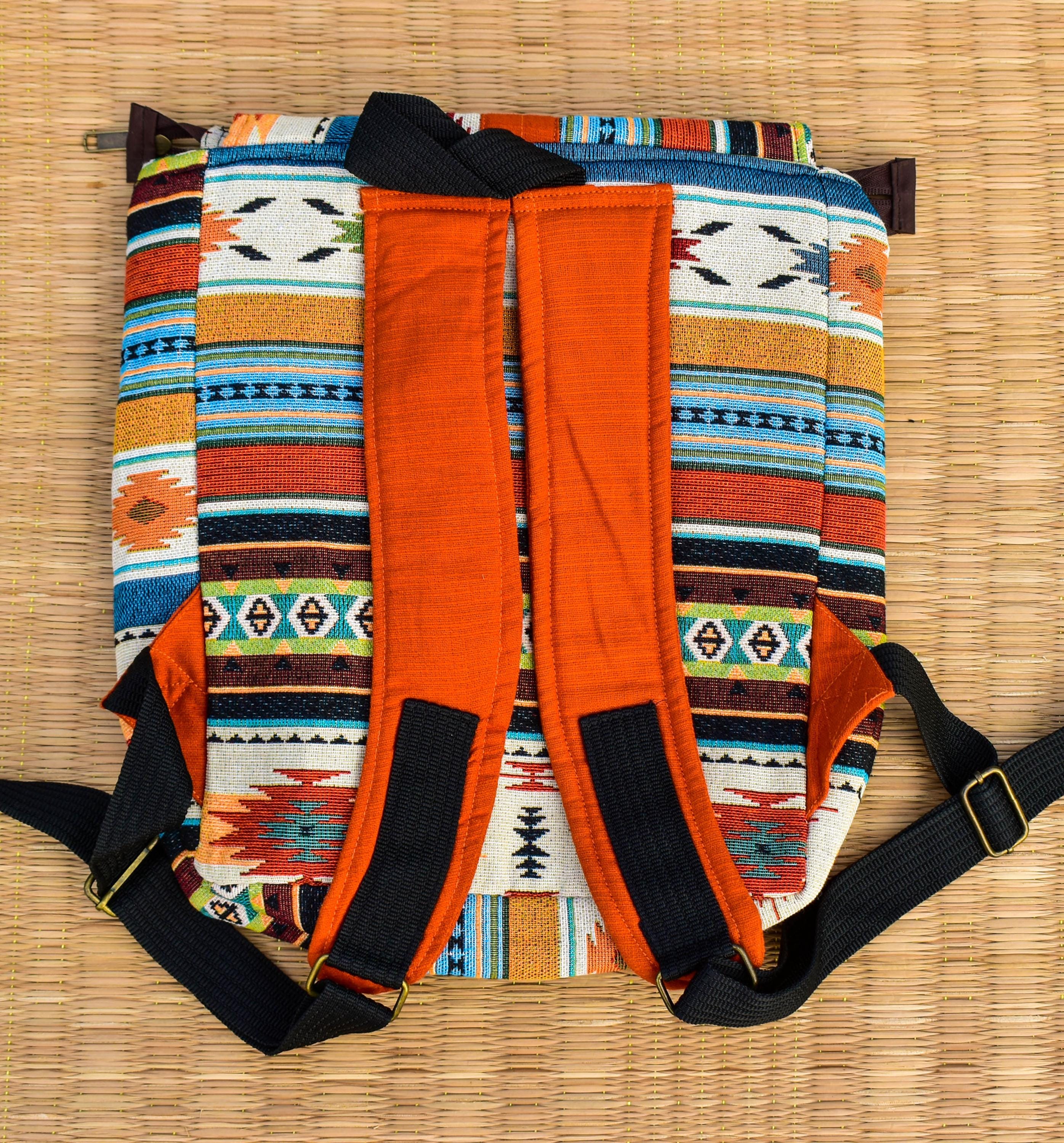 Colorful Fabric Backpack, Modern Pattern, Ethnic Rucksack, Hippie ...