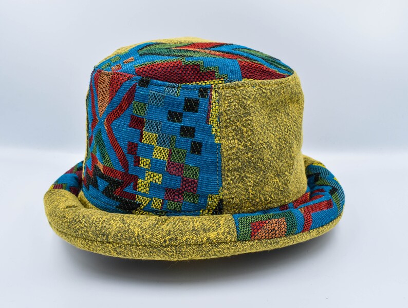 Roll Brim Hat With Aztec Patterns Mustard With Multi-colored - Etsy