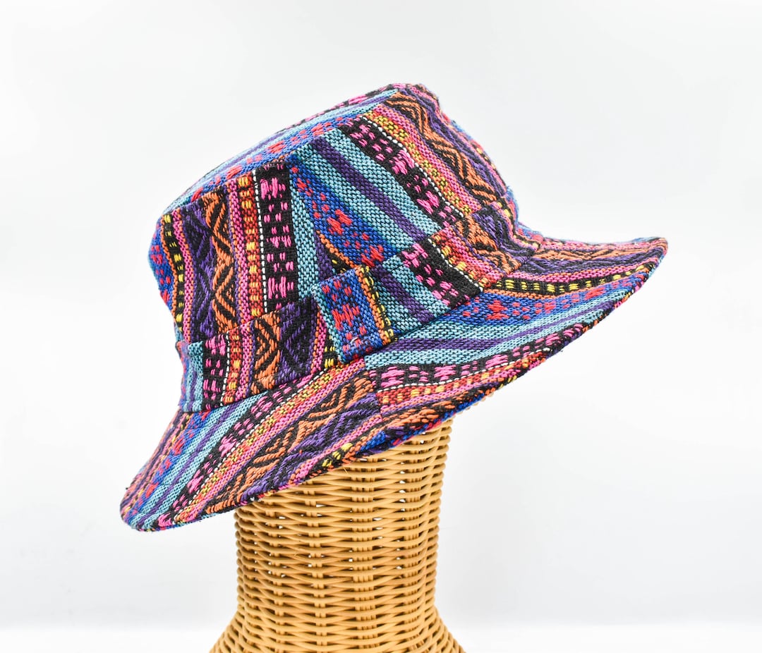 Tribal Fedora Hat, Aztec Pattern, Boho Hat, Floppy Hat, Thai Hat, Beach ...