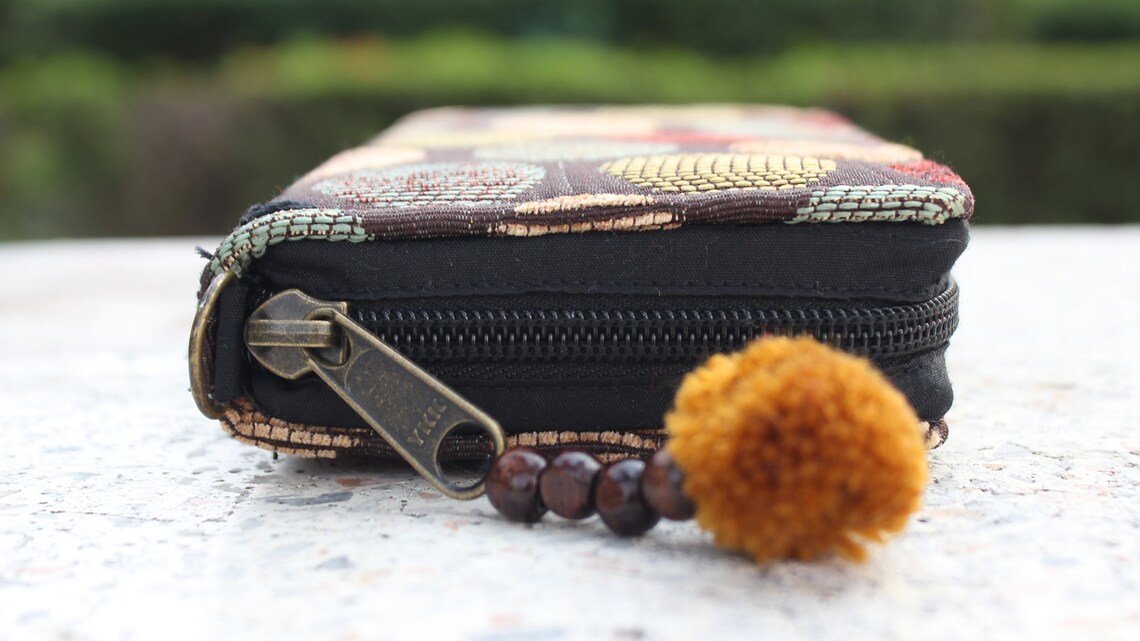 Bohemian Zippered Wallet Vintage Style Wallet Long fabric | Etsy