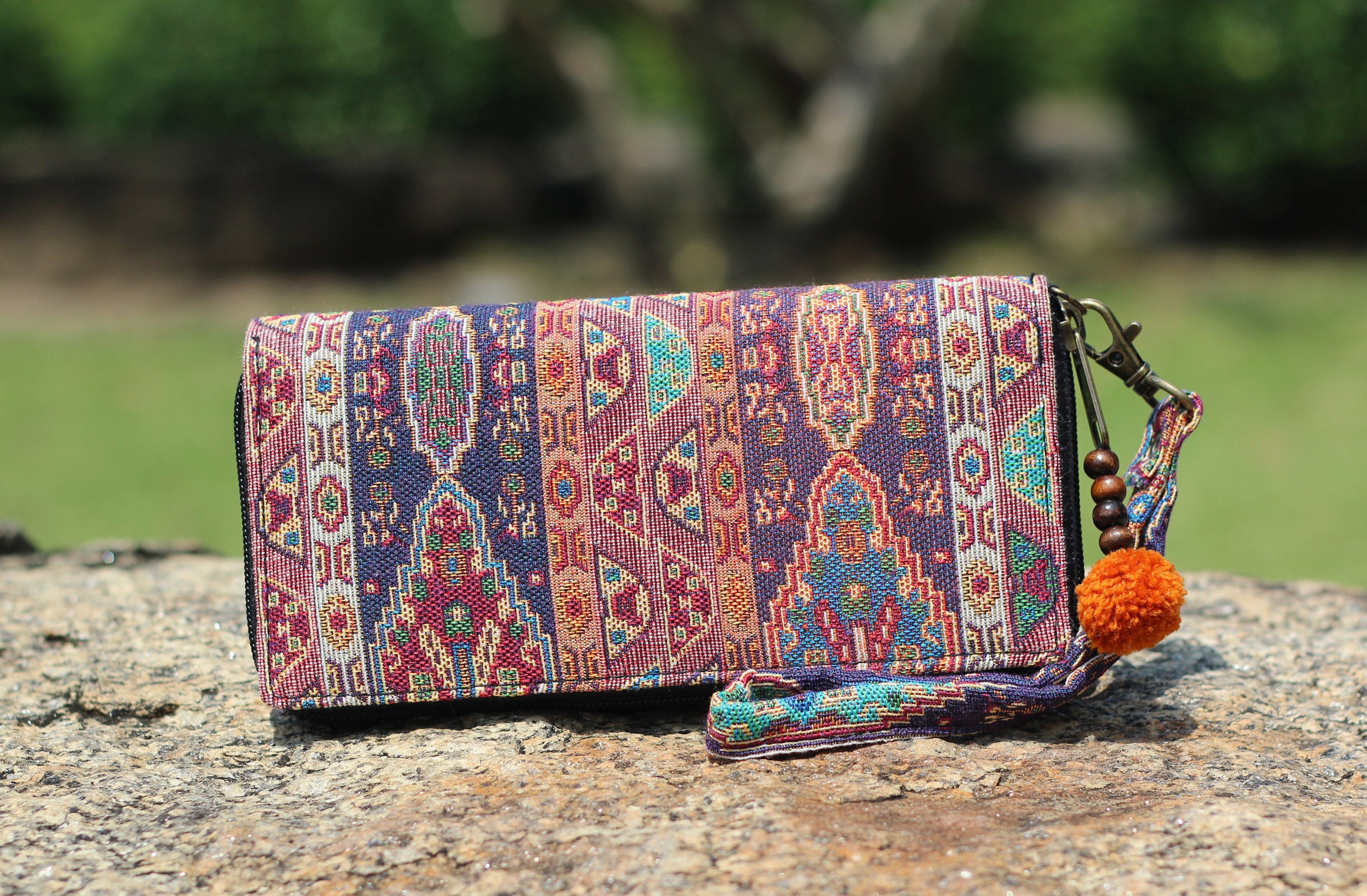 Boho Wristlet Wallet Moroccan Oriental Style Bohemian Fabric | Etsy