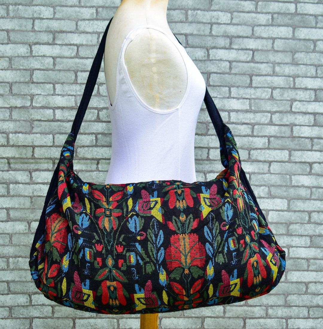 Black Aztec Duffel Bag, Overnight Bag, Yoga Handbag,travel Bag, Woven ...