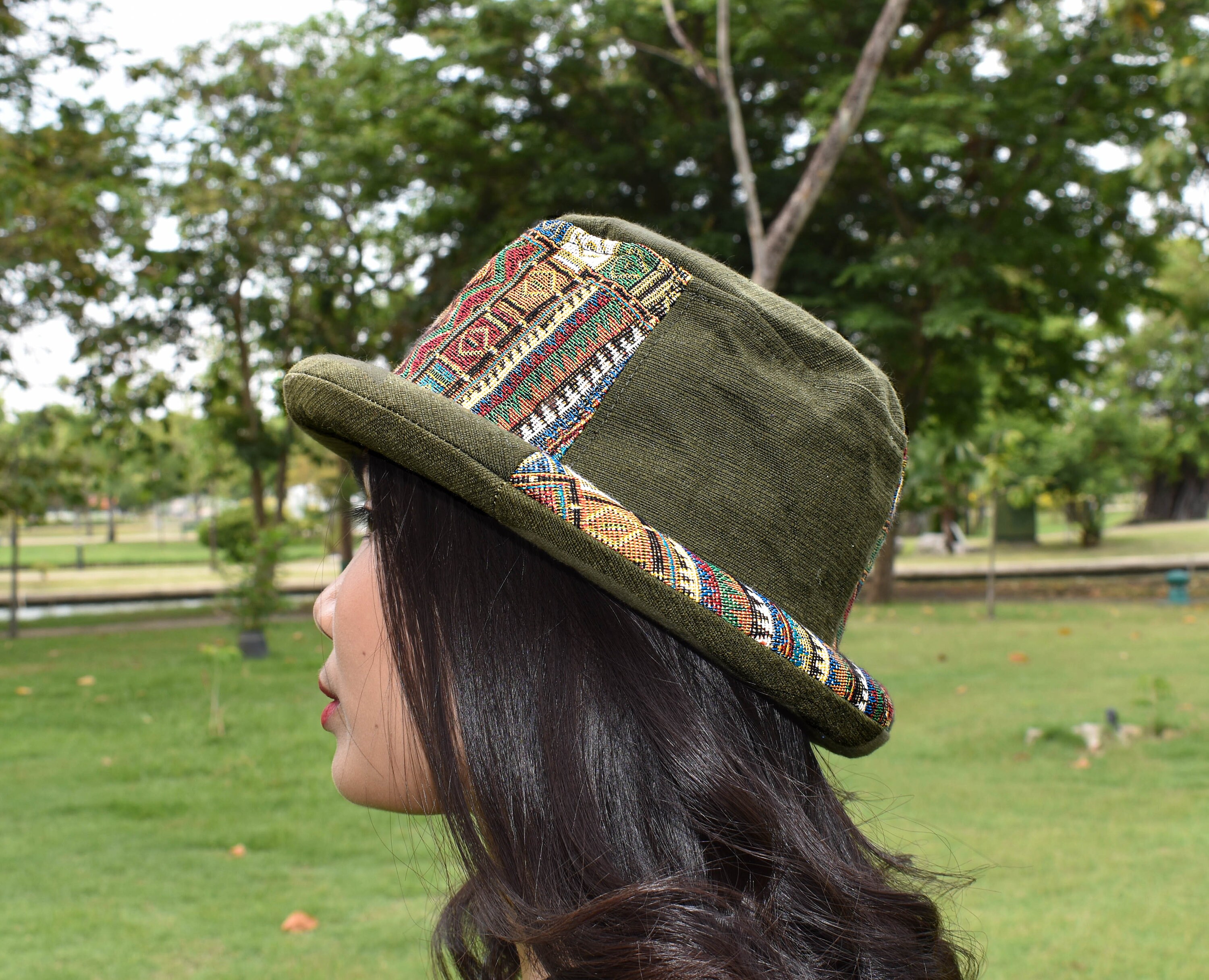 Roll Brim Hat With Aztec Patterns Mustard With Multi-colored - Etsy