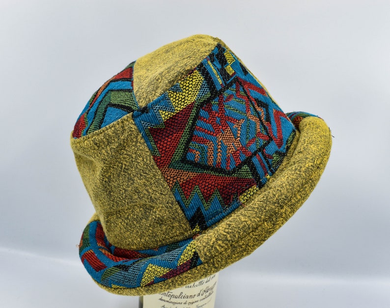 Roll Brim Hat With Aztec Patterns Mustard With Multi-colored - Etsy