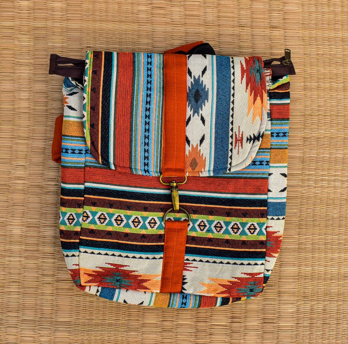 Colorful Fabric Backpack, Modern Pattern, Ethnic Rucksack, Hippie ...