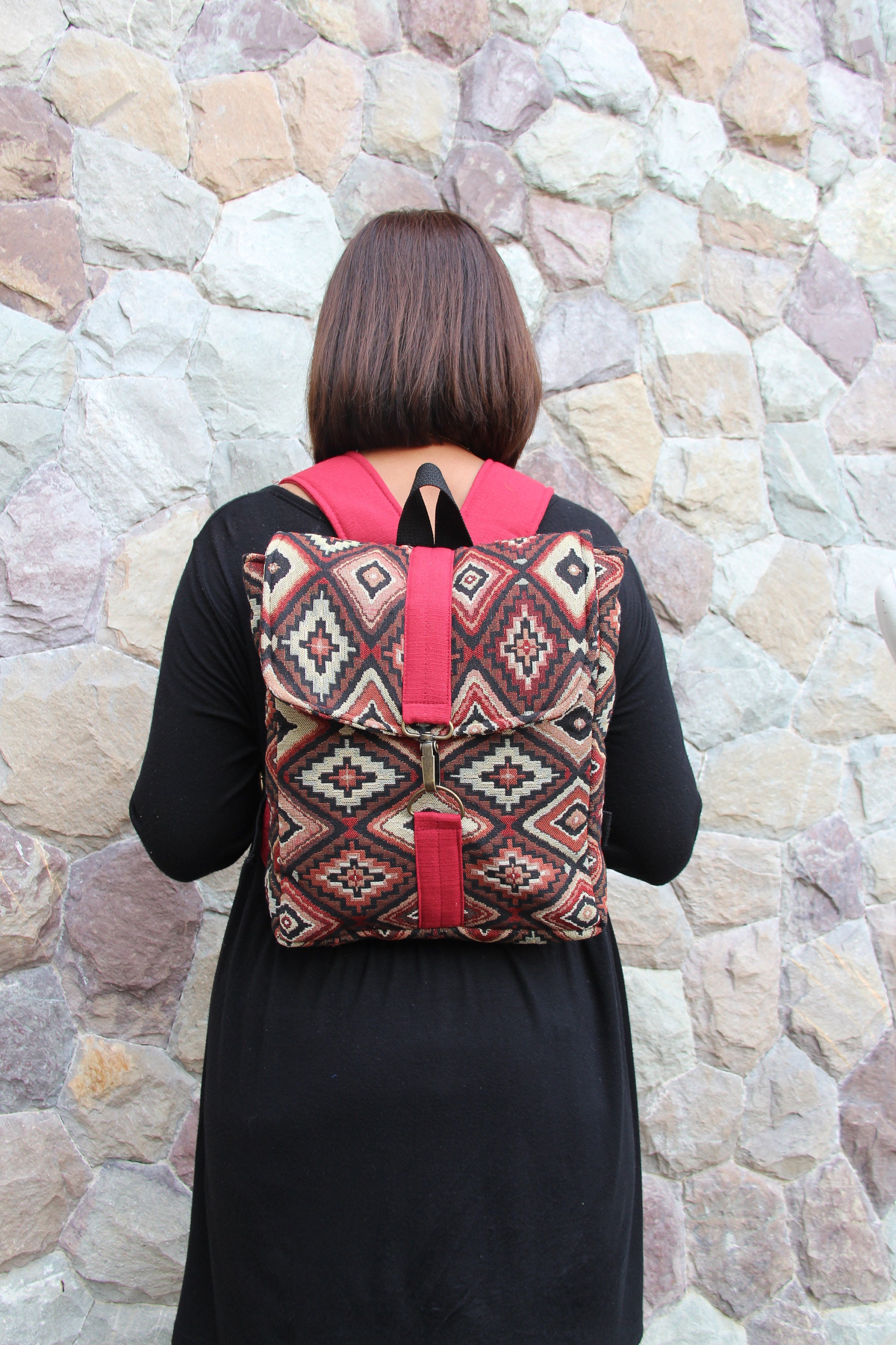 Backpack Tribal Geometric American Southwest Rucksack Vegan | Etsy