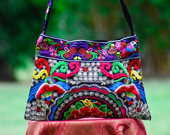 Crossbody Purse, Thai Hmong Bag, Embroidered Handbag, Hippie Bag, Boho ...