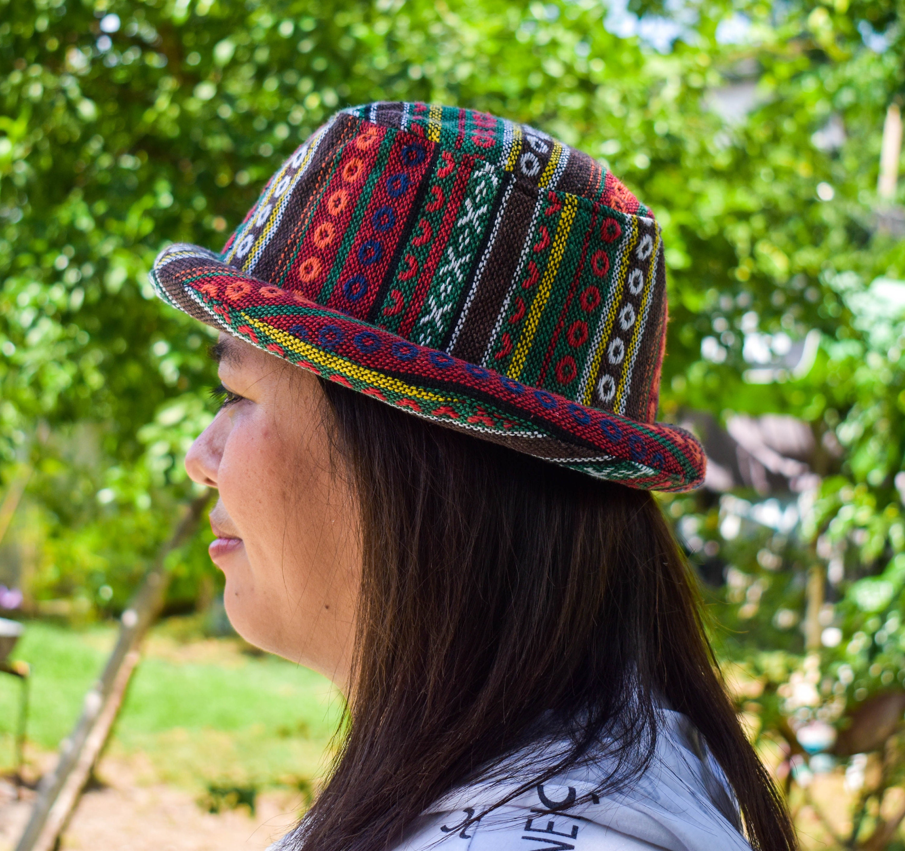 Hippie Bucket Hat Boho Hat Roll Brim Hat Striped Thai Hill - Etsy