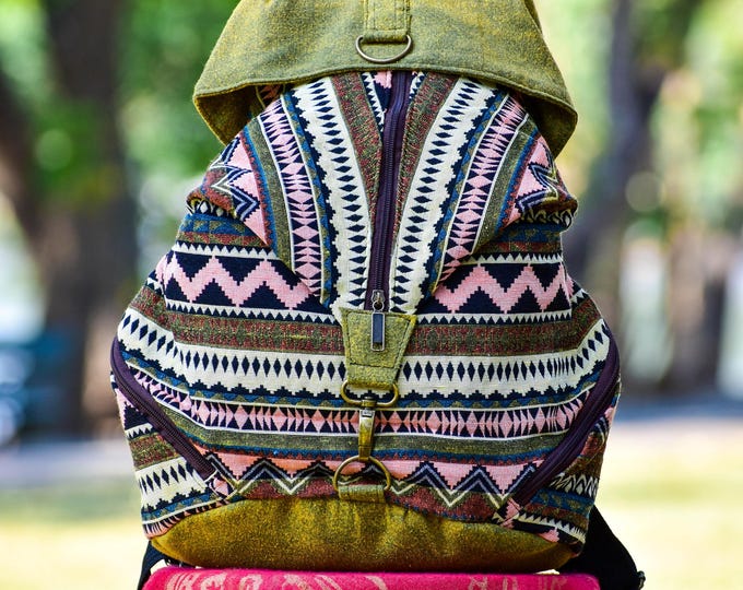 Brown Ethnic Rucksack, Medium Backpack, School Backpack, Travel ...