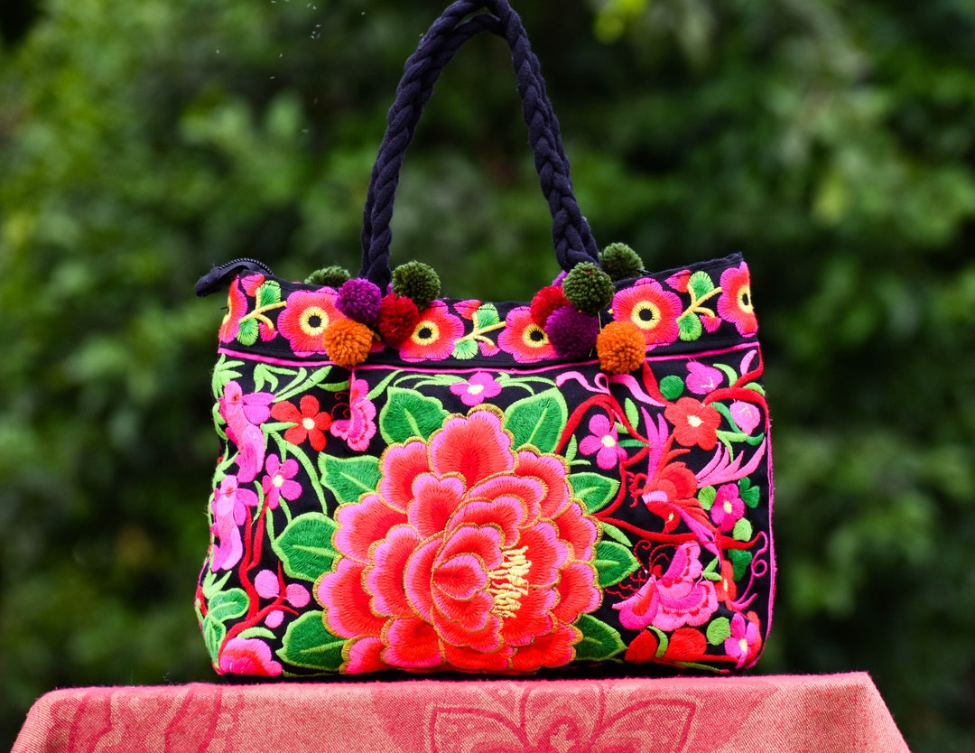 Hmong Handbag, Womens Purse, Embroidered Bag, Hill Tribe Bag, Colorful ...