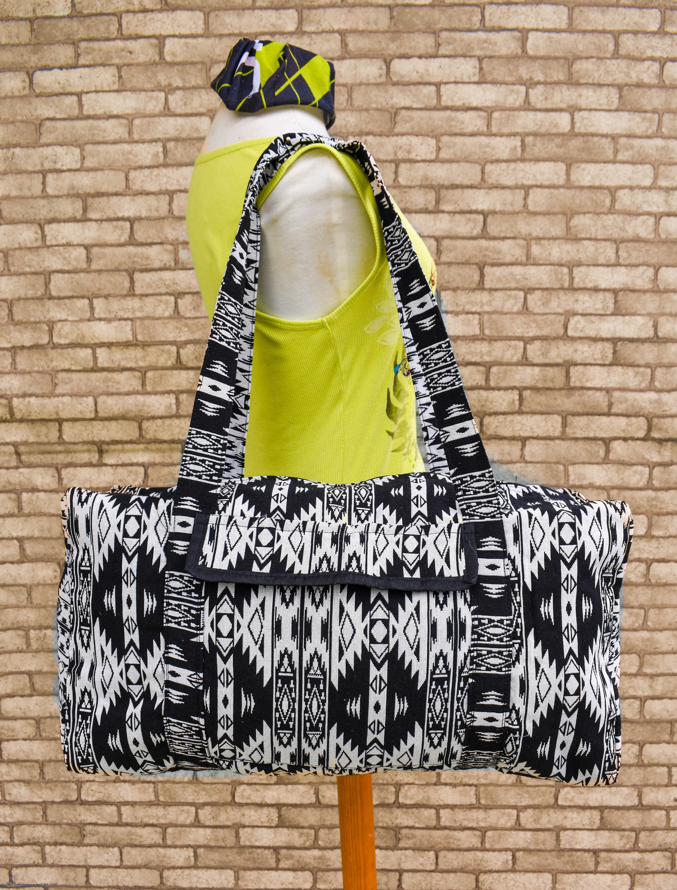 Weekender Bag, Black and White, Aztec Duffle Bag, Carry-on Bag, Boho ...