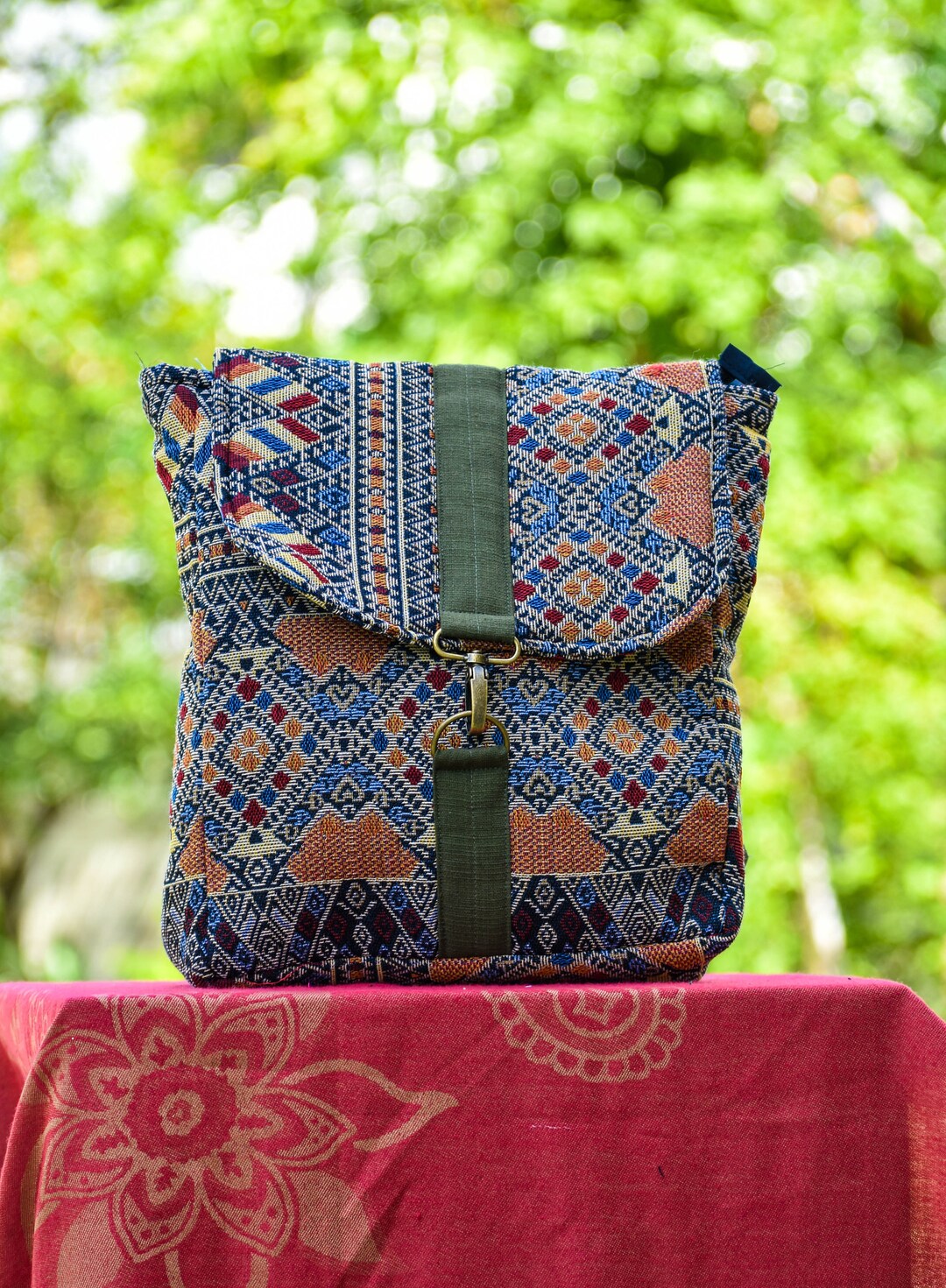 Handwoven Aztec Backpack: Tribal Rucksack With Adjustable Straps - Etsy