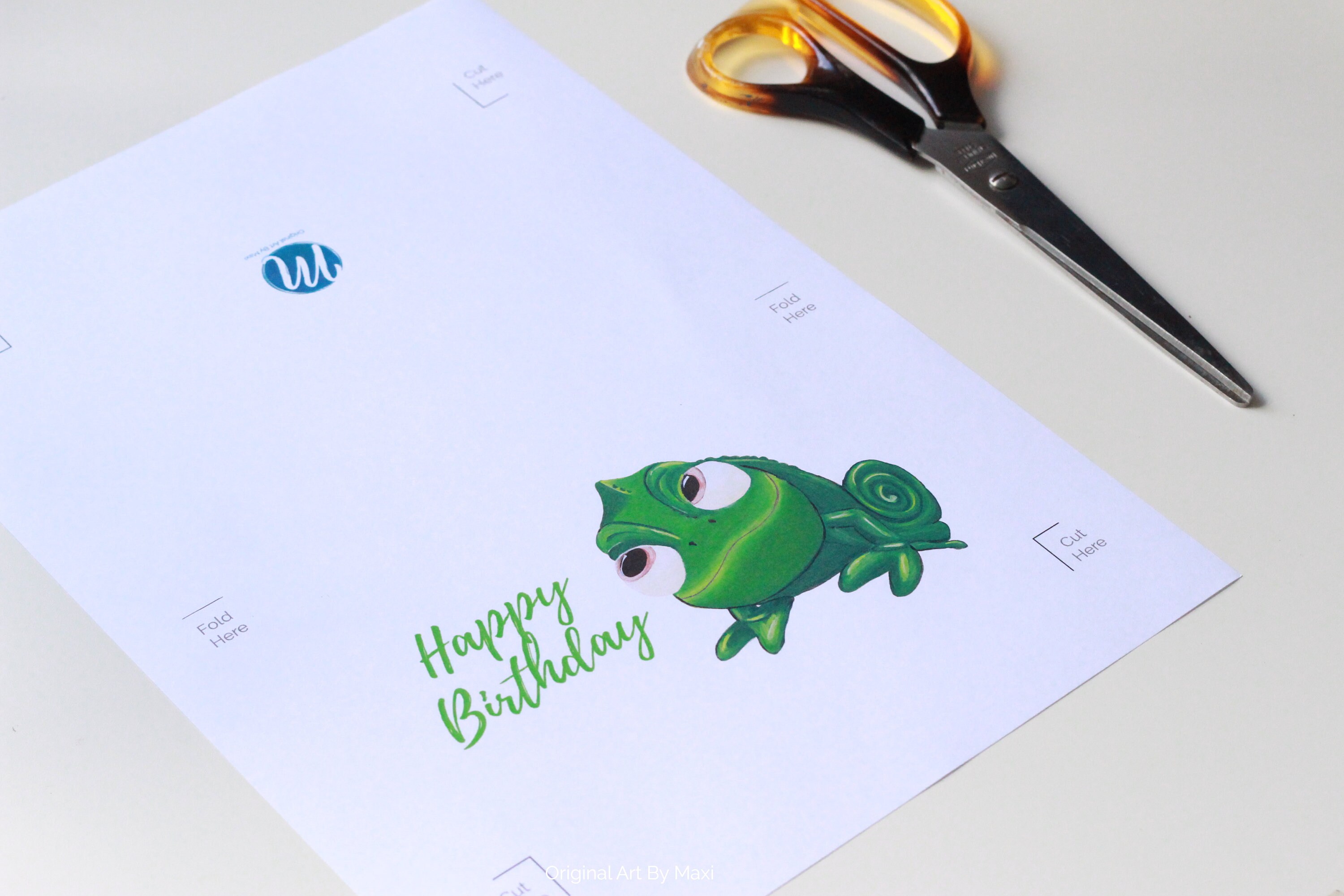 Chameleon Birthday Card Printable Painted Cards - Etsy