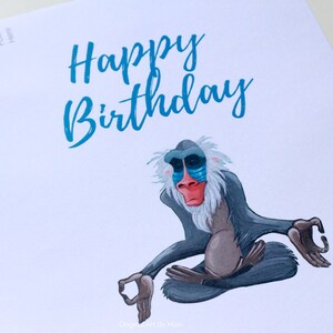 Baboon Birthday Card, Printable Painted Cards - Etsy