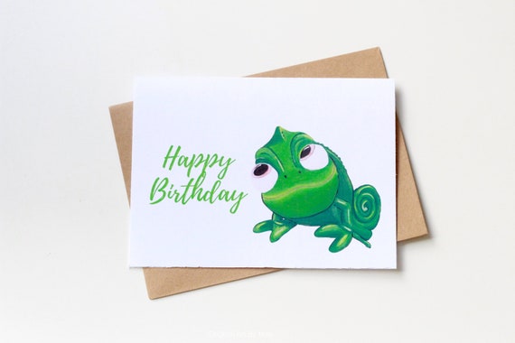 Chameleon Birthday Card Printable Painted Cards | Etsy