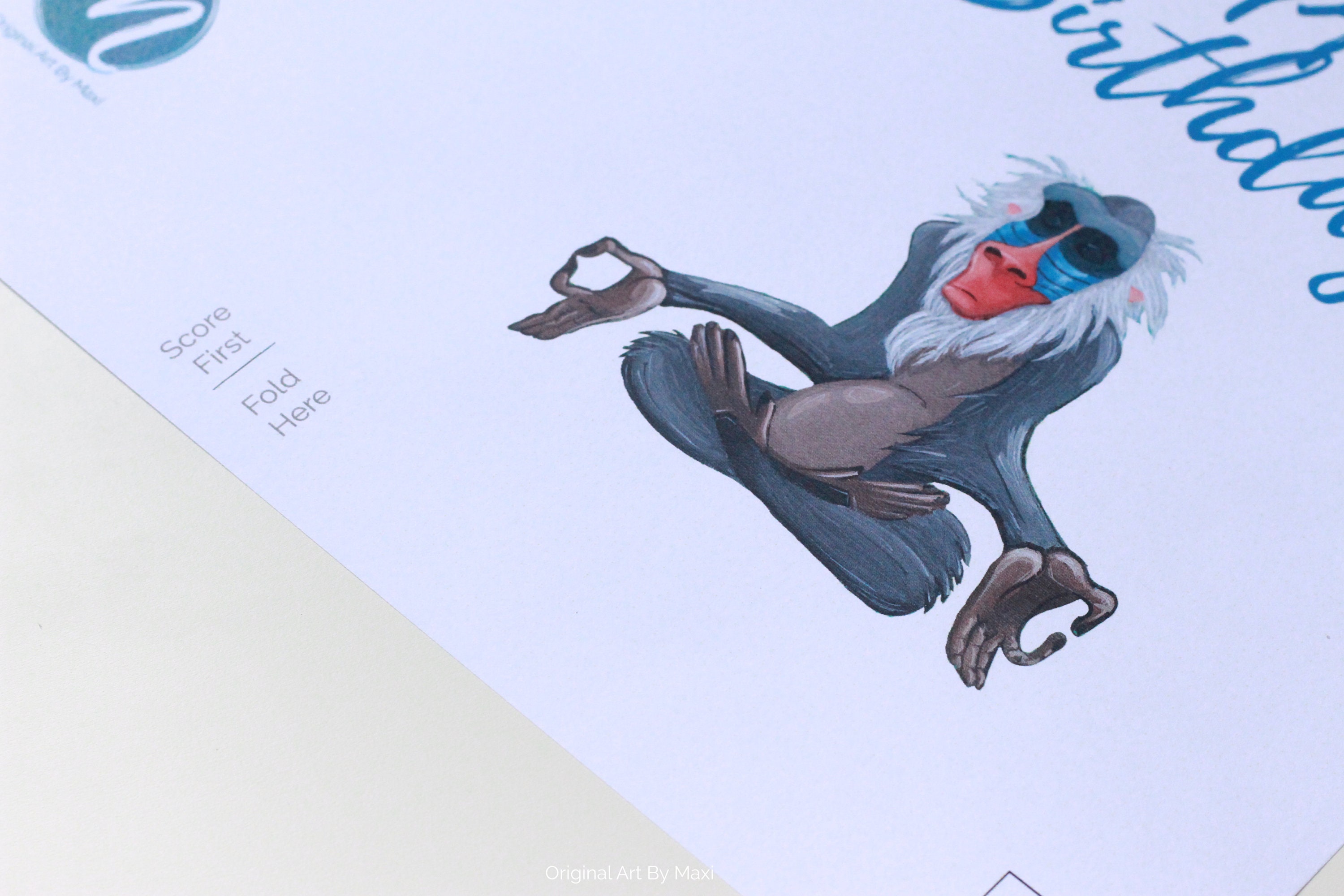 Baboon Birthday Card Printable Painted Cards | Etsy