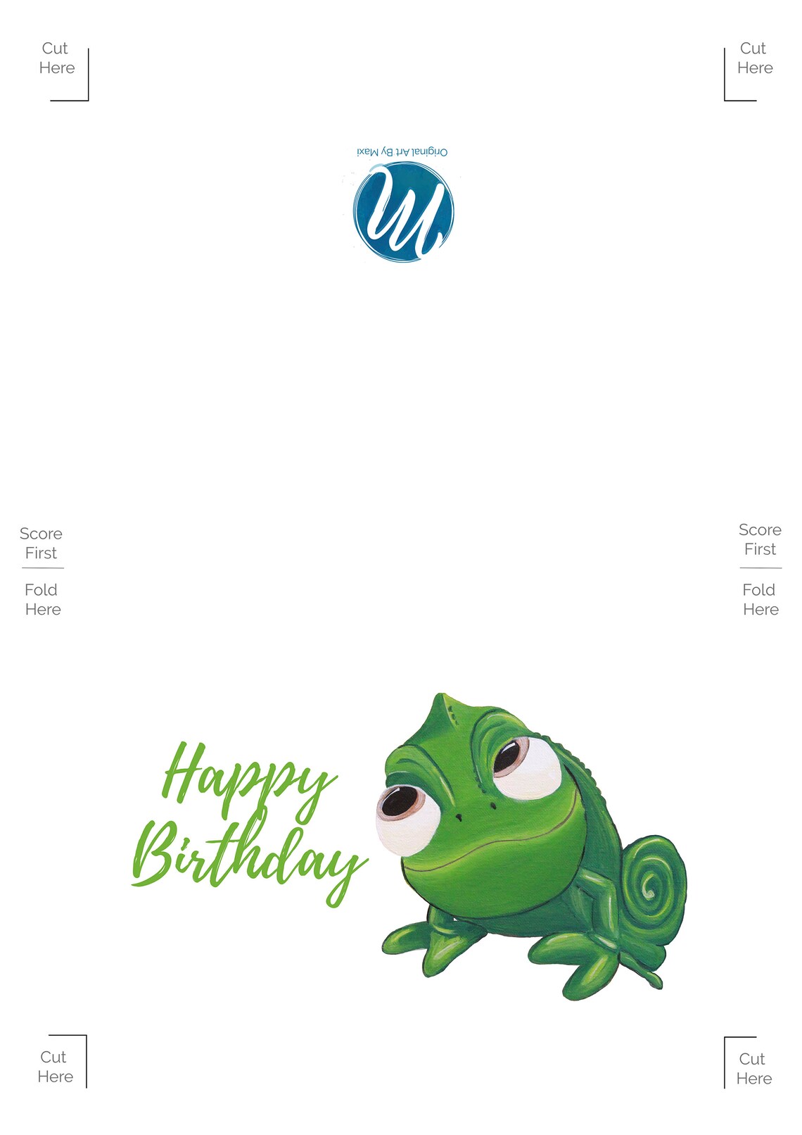 Chameleon Birthday Card, Printable Painted Cards - Etsy