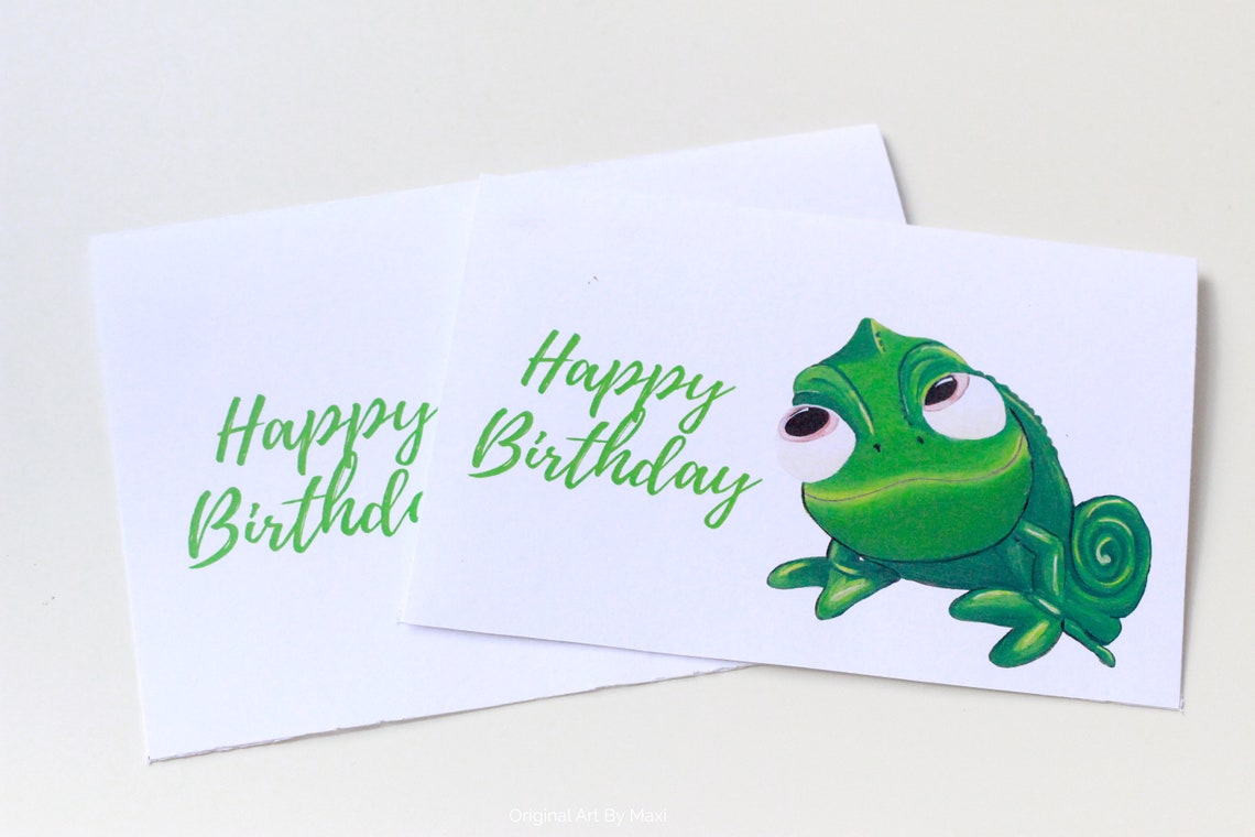 Chameleon Birthday Card, Printable Painted Cards - Etsy