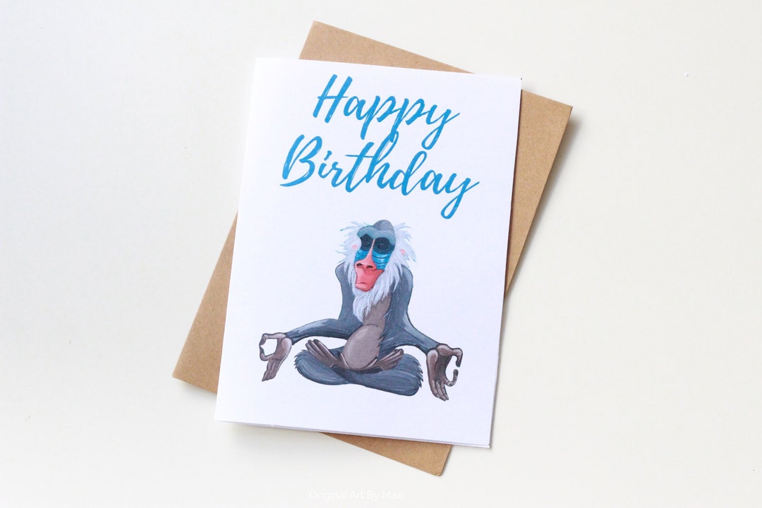 Baboon Birthday Card, Printable Painted Cards - Etsy