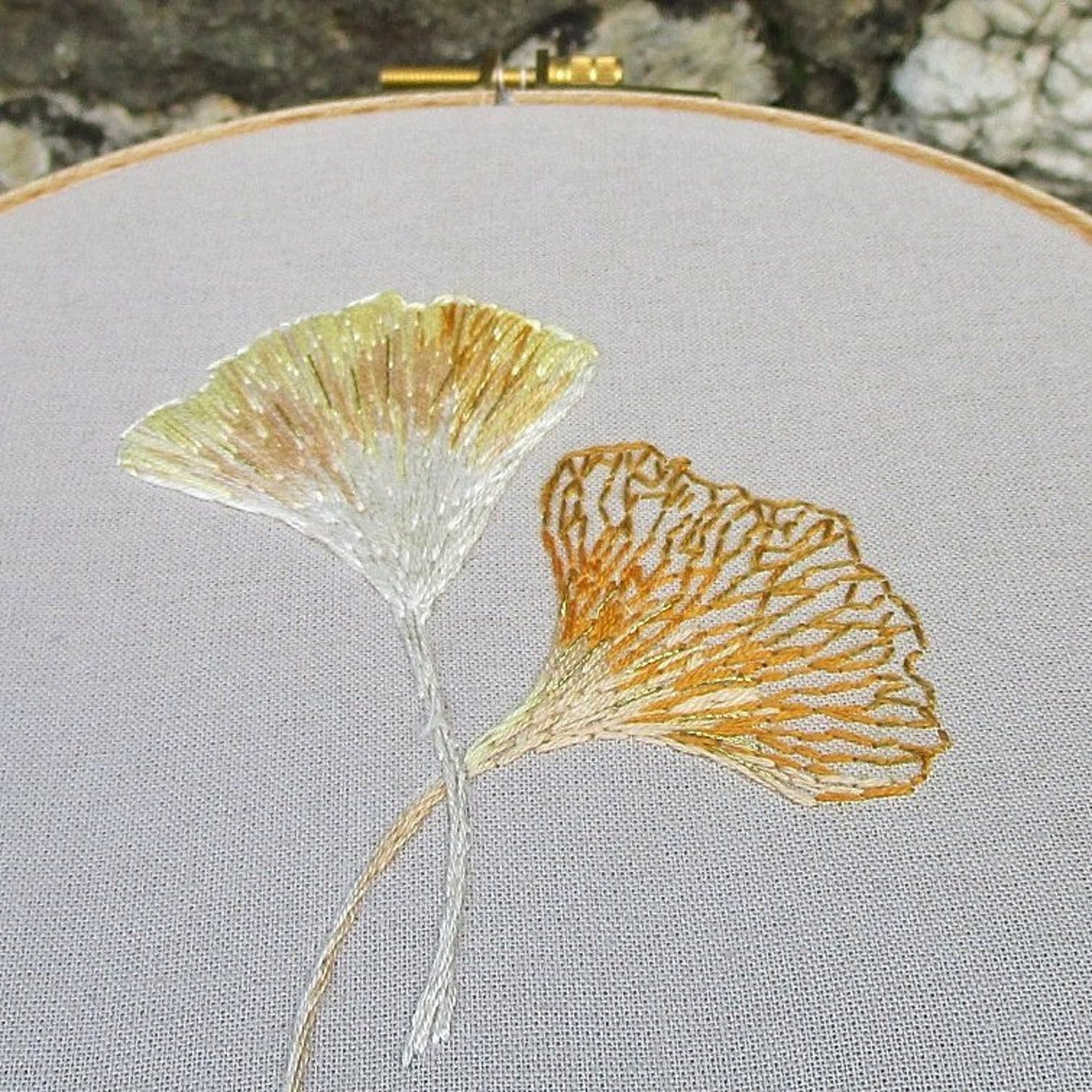 Broderie Ginkgo Biloba Broderie Contemporaine avec Tambour - Etsy France