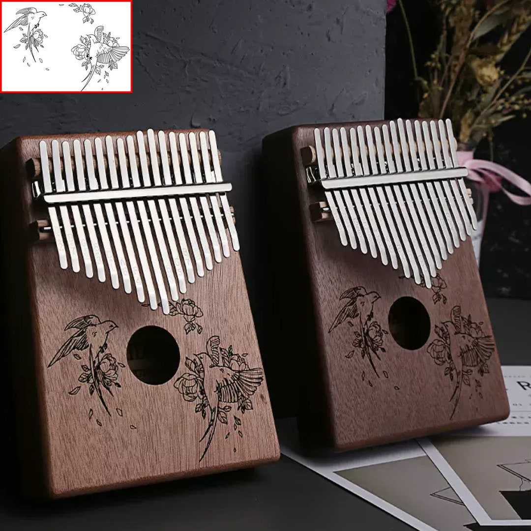Acacia/dark Mahogany Solid Wood Carving 17key Kalimba Flying Swallows ...