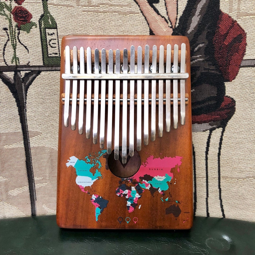 New Kalimba 17 Key World Map - Etsy