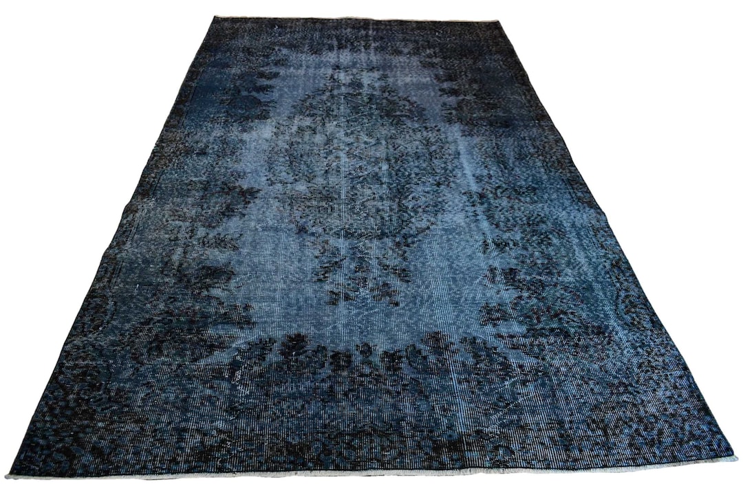 Handmade Worn Blue Rug, Vintage Blue Rug, Boho Oushak Rug, Handmade ...