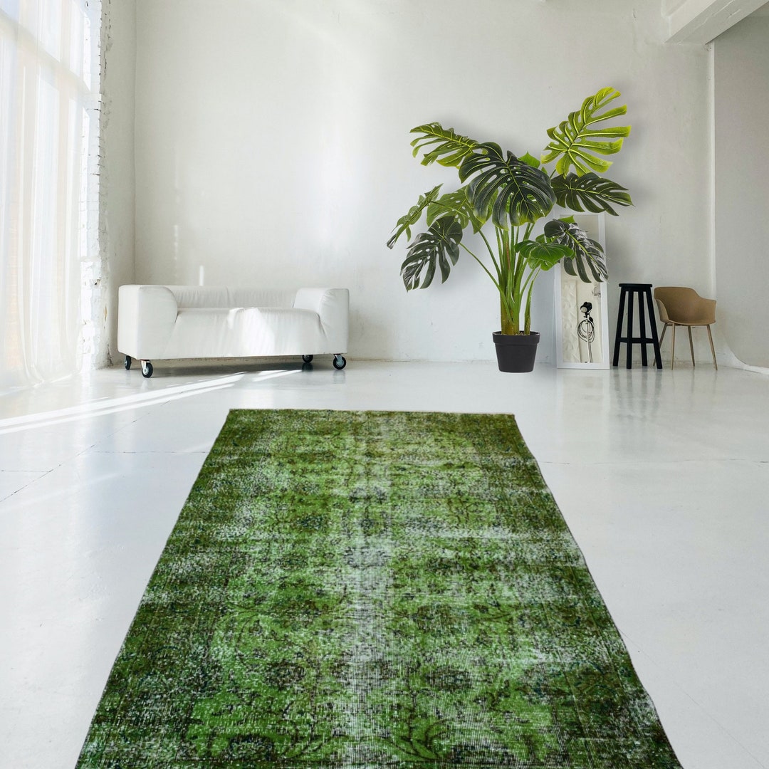 Tapis vert vintage, tapis vert fait main, tapis Boho Oushak, tapis fait ...