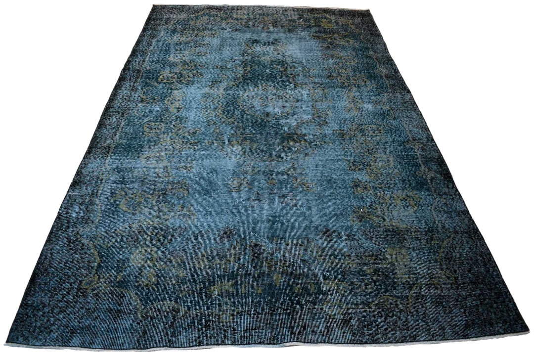 Superior Vintage Rug, Blue Rug, Vintage Blue Rug, Boho Oushak Rug ...