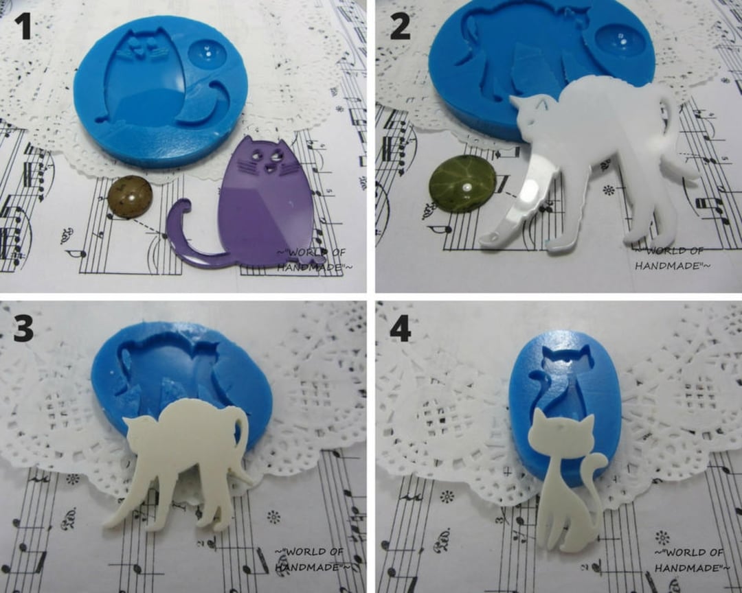 Silicone Molds in the Form of Cats of Different Shapes and Sizes. Molds ...