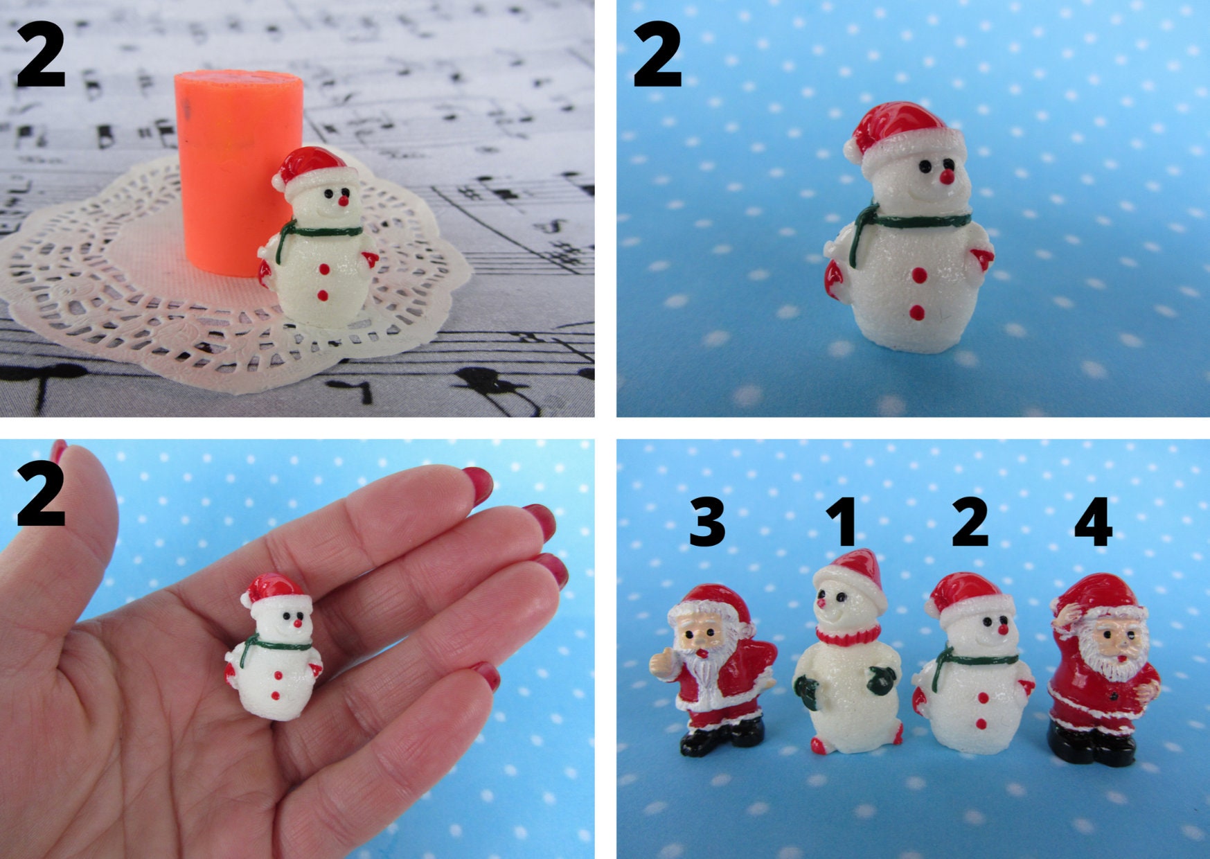 Silicone 3D molds in the form of miniature Snowmen and Santa | Etsy