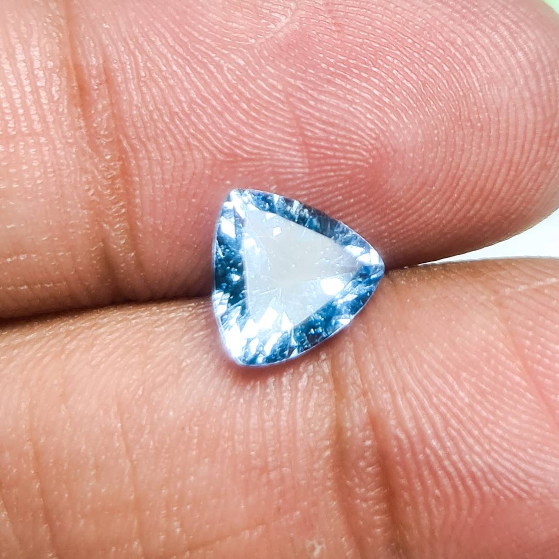 Natural Santa Maria Aquamarine Gemstone Loose Trillion Cut | Etsy