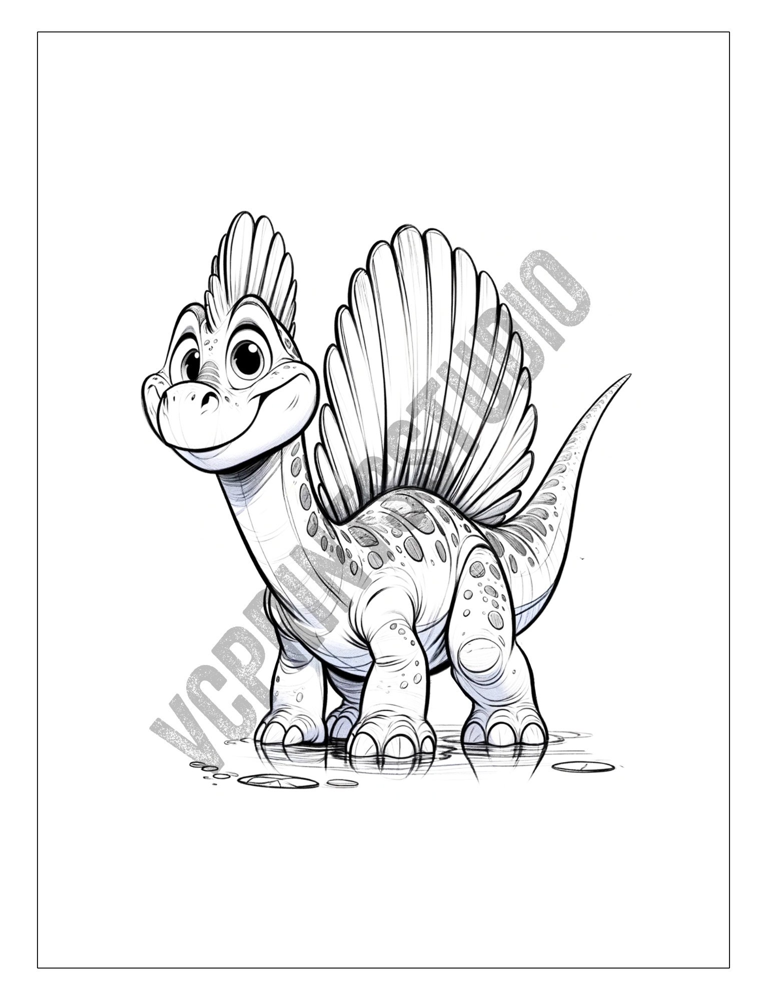 50 Kawaii Dinosaur Coloring Pages for Kids and Adults, Kawaii Coloring ...