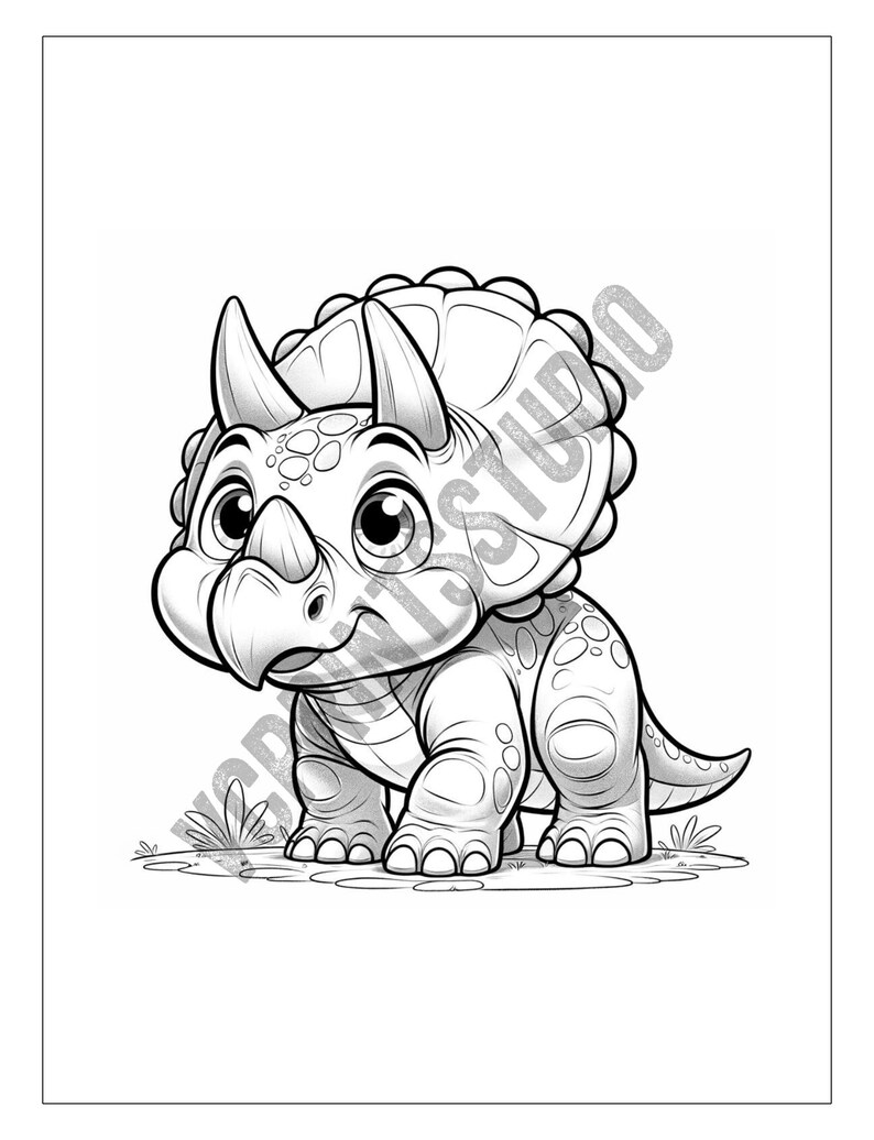 50 Kawaii Dinosaur Coloring Pages for Kids and Adults, Kawaii Coloring ...