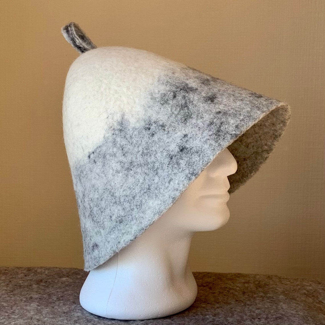 Felted Sauna Hat Natural Wool Sauna Hat White Gray Spa Hat - Etsy