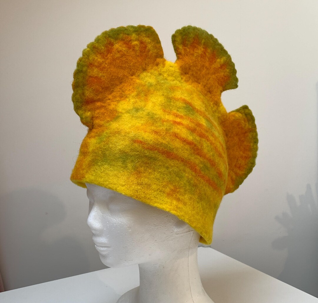 Felted Sauna Hat, Coral Fish Sauna Hat, Yellow Tropical Fish Hat, Fun ...