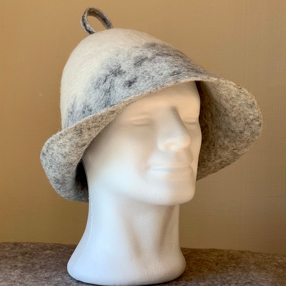 Felted Sauna Hat Natural Wool Sauna Hat White Gray Spa Hat - Etsy