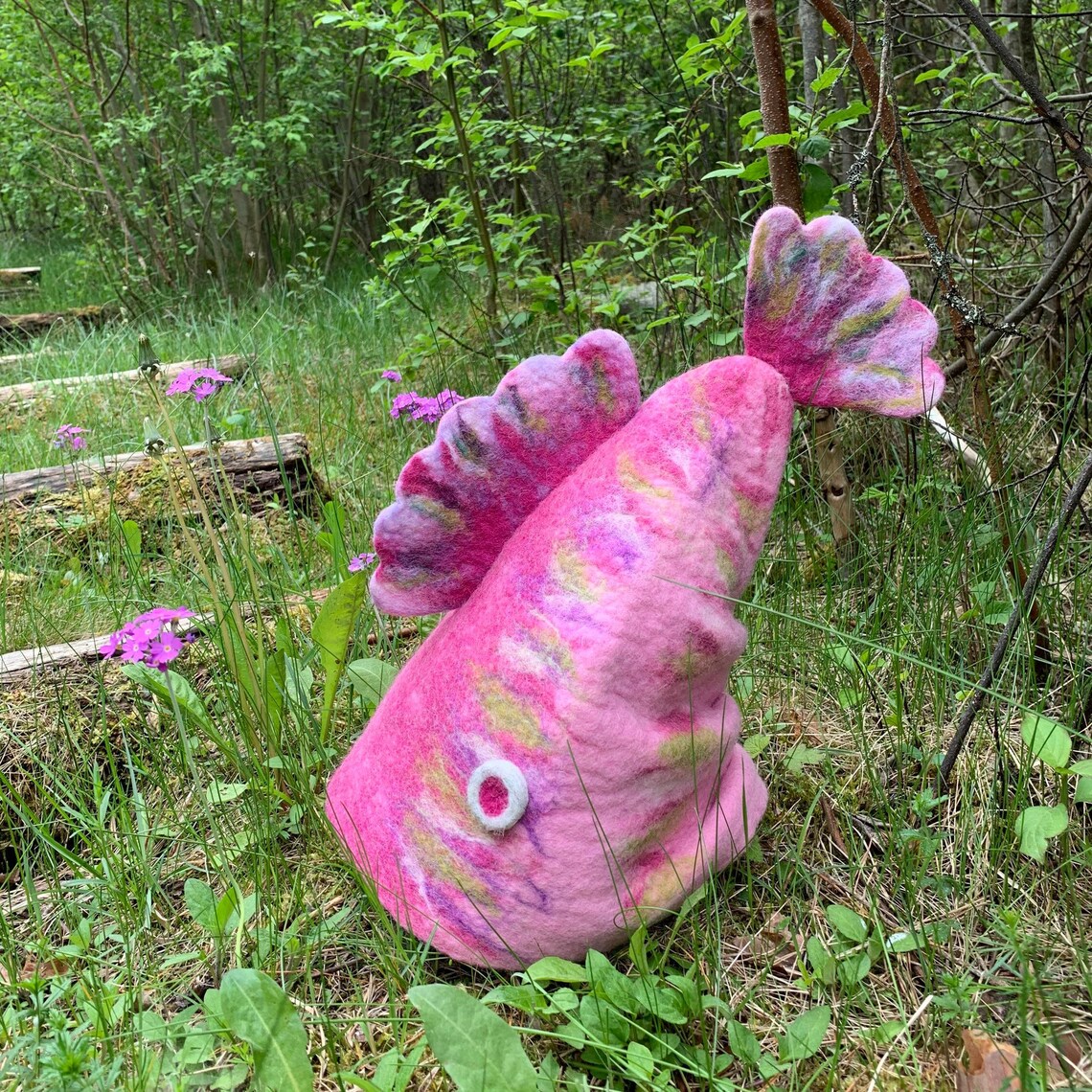 Sauna Hat Felted Fish Hat Handmade Fan Hat | Etsy