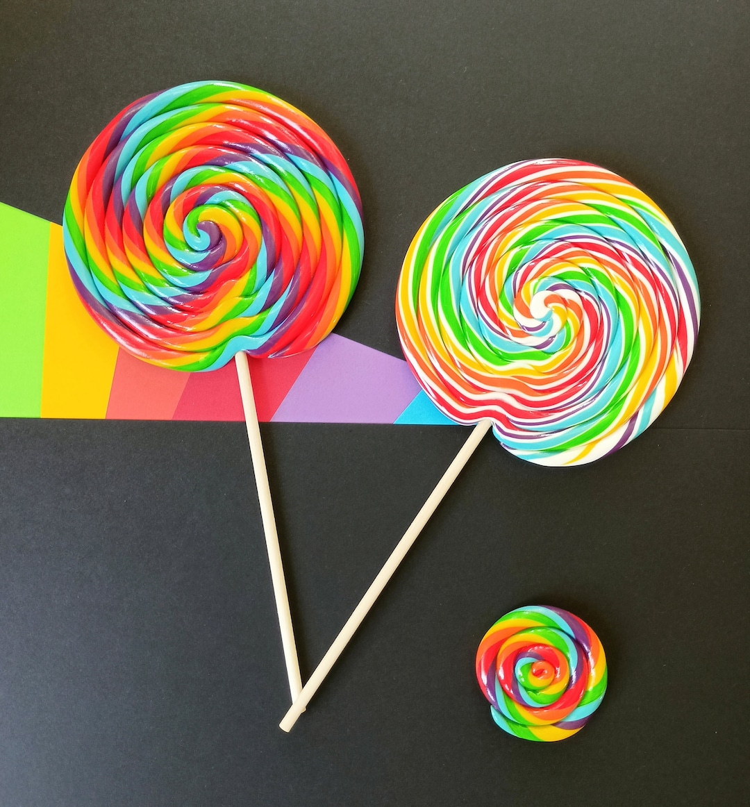 Large Decorative Rainbow Lollipop Multicoloured Xl Funfair Lollipop Fimo Candy Party Decoration ...
